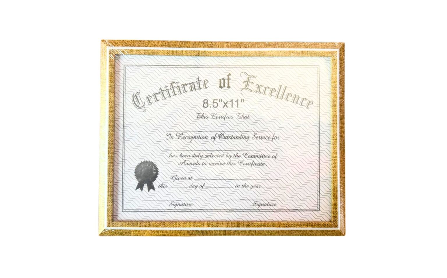 8.5″ x 11″ Gold Certificate Frame w/ White Trim – Simon Quan & Co. Ltd